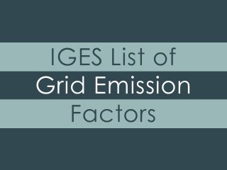 IGES GHG Emissions Database